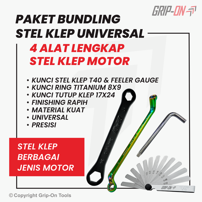 Jual Paket 4 Alat Lengkap Grip-On Stel Klep Motor Universal - Bundling ...