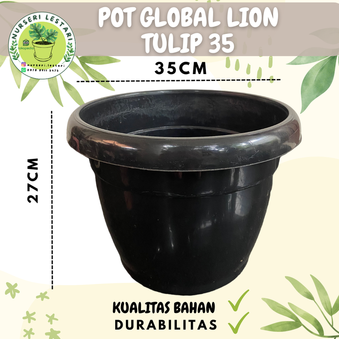 Jual Nurseri Lestari Pot Global Tulip 35 Hitam Berkuping Bahan Plastik ...