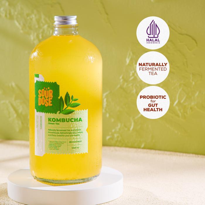 Promo Kombucha Green Tea - 1000ml | by Sourdose - Botol Kaca - Jakarta ...