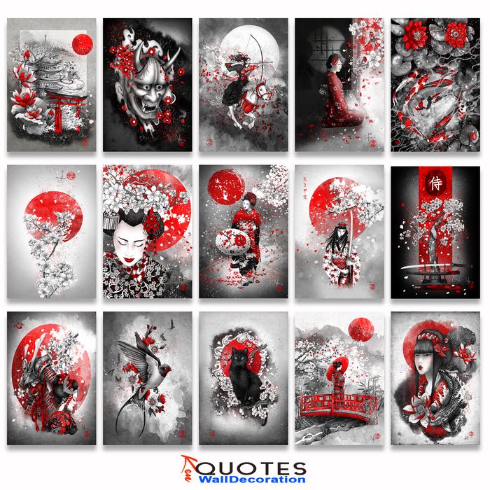 Jual Walldecor hiasan dinding Lukisan Japan abstrak poster kayu ...