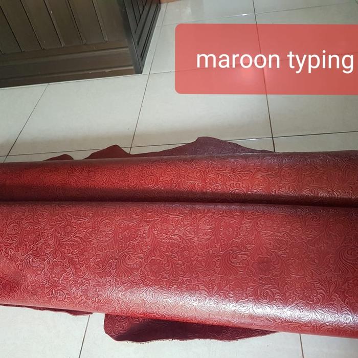 Jual Kulit Sapi Lembaran Motif Batik Bunga Maroon typing 1 Premium ...