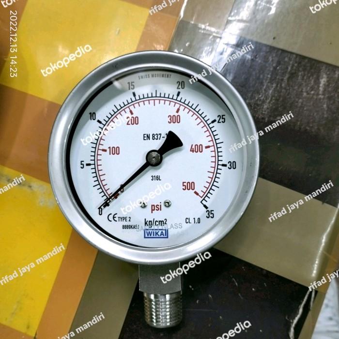 Jual pressure gauge wika 4 inchi 35 kg/cm2 500 psi + kalibrasi KAN ...