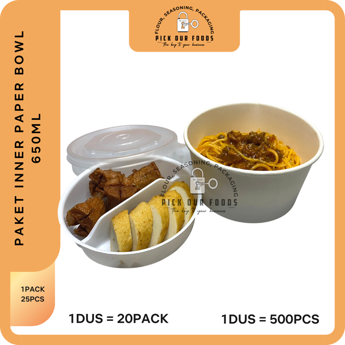 Jual PAKET Paperbowl + Inner Tray Paper Bowl / Inner Tray 650ml atau ...
