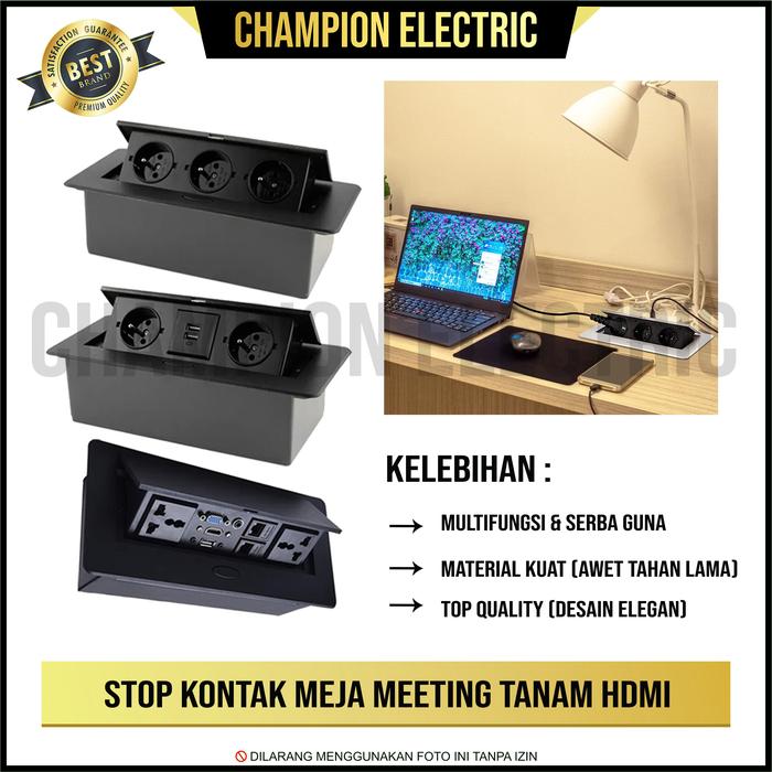 Jual Stop Kontak Meja Meeting HDMI USB VGA Audio 3.5mm RJ45 Tanam Pop ...