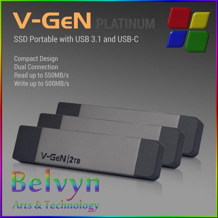 Vgen V-Gen Portable SSD Platinum 2TB 1TB 512GB 256GB 128GB USB Type C ...