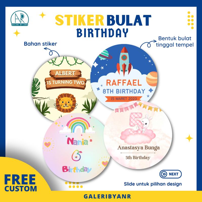 STIKER ULTAH UNTUK BOX BENTO BULAT | STICKER BIRTHDAY BULAT BISA - Shop ...