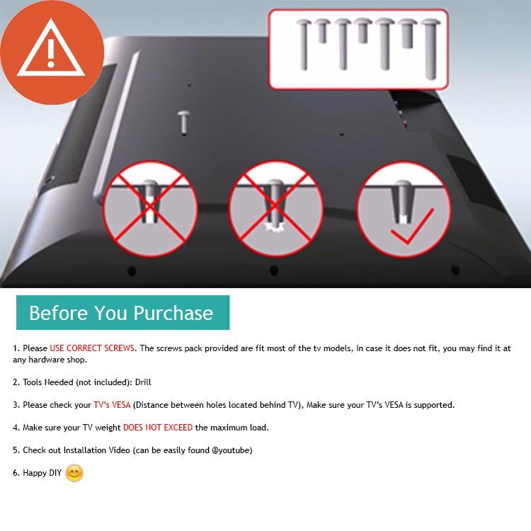 Bracket TV 32"-70" Inch Full Motion Double Arm Swivel Tilt Wall Mount ...