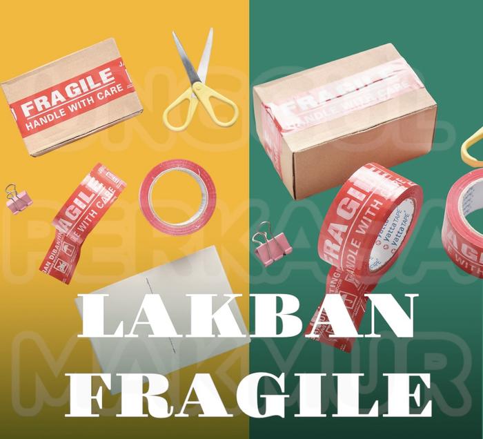 Jual Lakban Fragile Segitiga Mas 2 inch 48mm X 90yard Isolasi Selotip ...