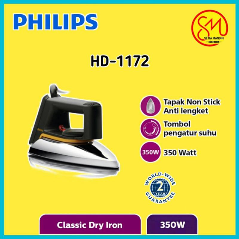 PHILIPS HD1172 Setrika Kering Classic Cepat dan Efisien 1000 - Shop ...
