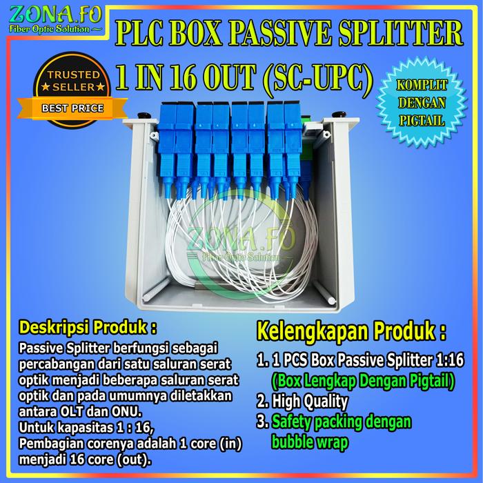 Promo Passive Splitter PLC BOX FO 1:16 SC UPC Fiber Optik Pasif Spliter ...