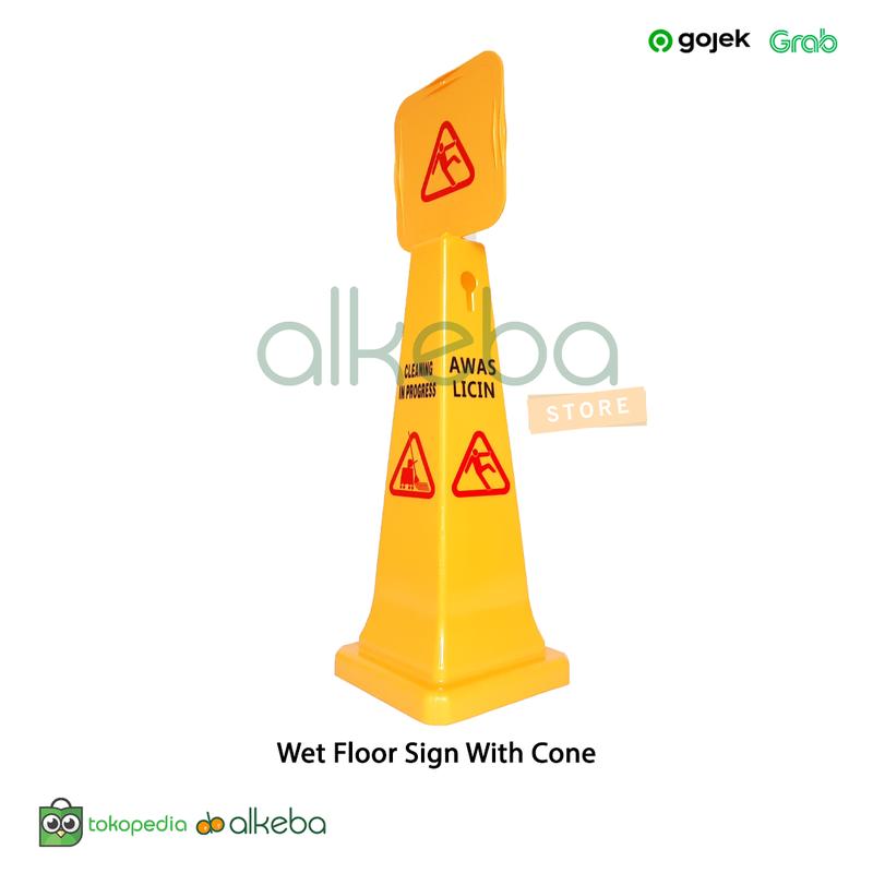 Wet floor cone papan tanda peringatan lantai basah licin Progress ...