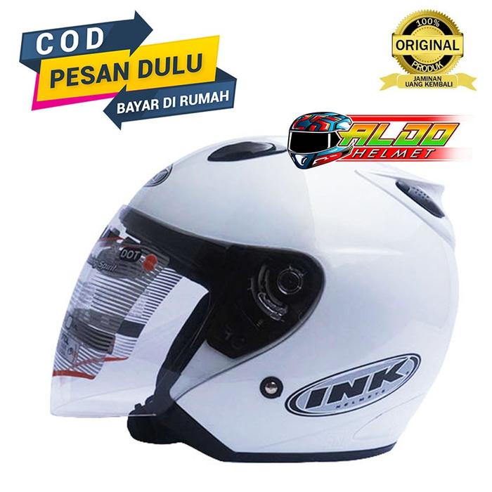Jual helm INK half face / INK CENTRO solid WHITE / ORIGINAL INK SNI ...