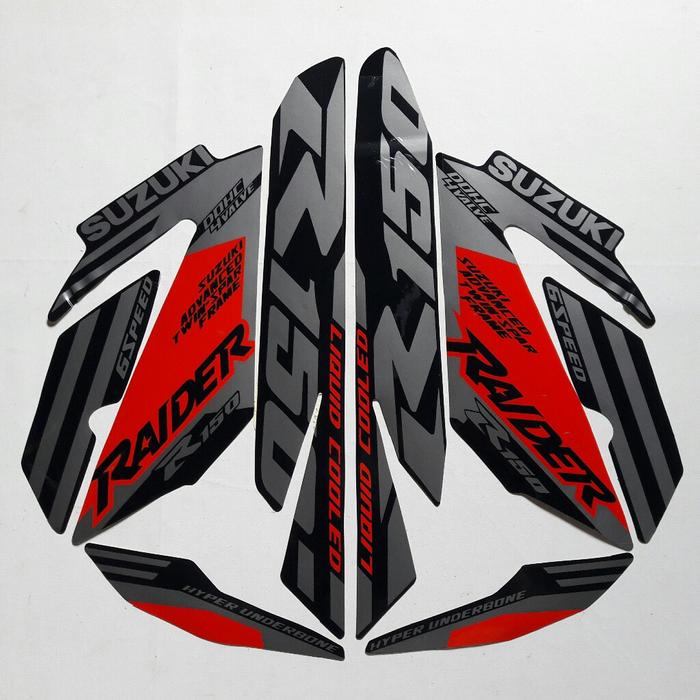 Jual sticker striping motor suzuki raider r150 2022 full-hitam-merah ...