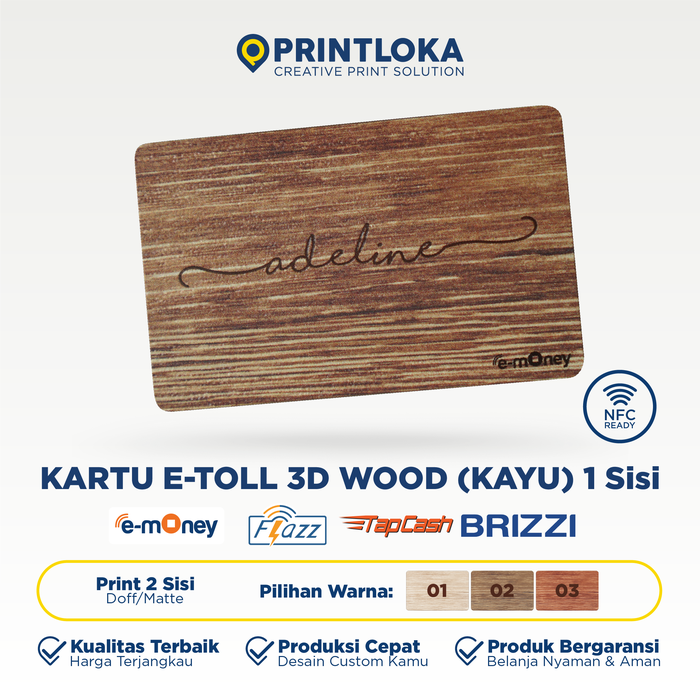 Jual Kartu Etoll Wood Kayu 3D Timbul Emoney Flazz Custom Hadiah Gift ...