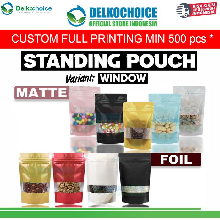 Jual Standing Pouch WINDOW Matte Foil Plastik Klip Makanan DELKOCHOICE ...