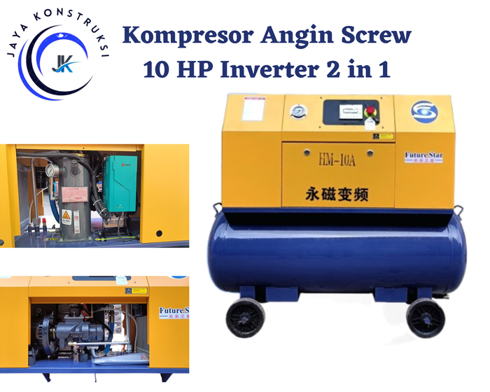 Jual Kompresor Angin Screw/Kompresor Udara 10 HP Inverter 2 in 1 ...
