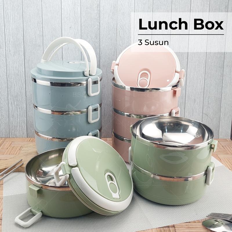 Rantang lunch box 3 susun polos lucu elegan tempat bekel makanan - Shop ...