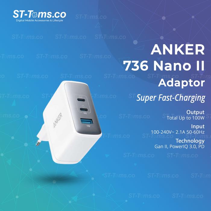Promo Anker 736 Nano II Charger 100W PD PPS 45W 3 Port USB A & C ...