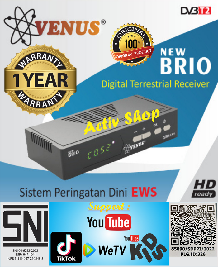 Jual SET TOP BOX TV DIGITAL DVBT2 / DVB-T2 VENUS BRIO EWS Garansi 1 ...