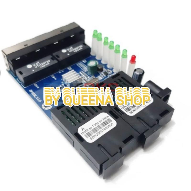 HTB 2F4E Yellow Media Converter 2 Port FO - 4 Port LAN Support POE ...