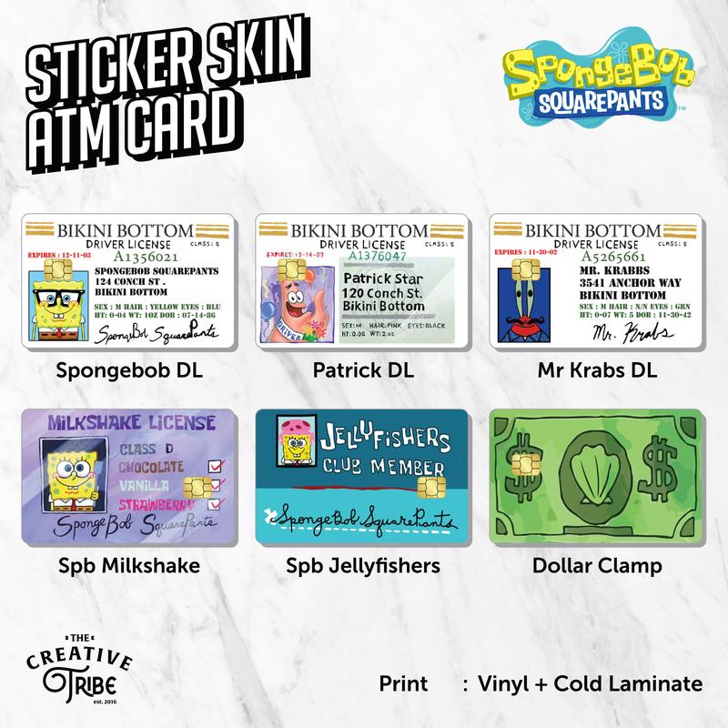 Sticker Skin ATM Card Spongebob - Vinyl Debit Credit Emoney Flazz ...