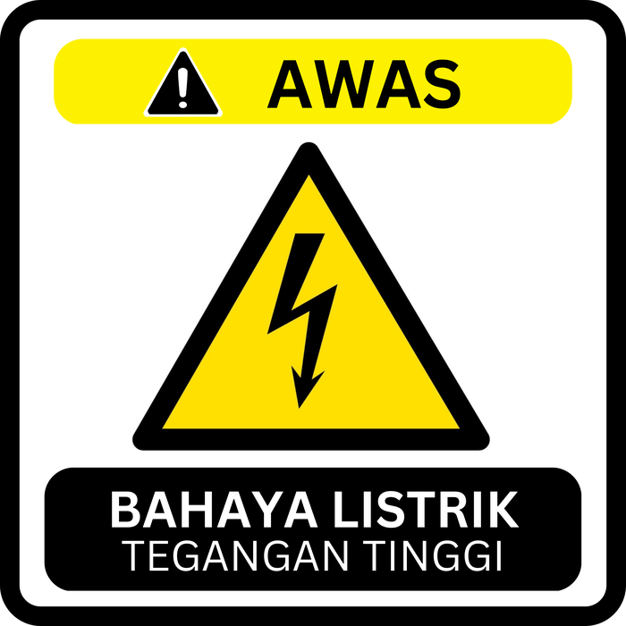 Jual Stiker Safety Sign Bahaya Listrik Tegangan Tinggi (15cm x 15cm ...