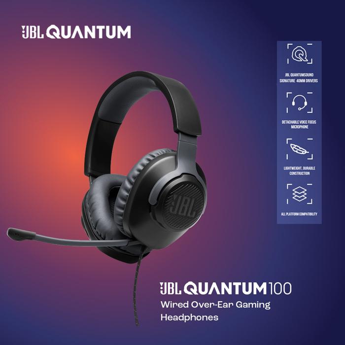 Promo JBL Quantum 100 Wired Over-Ear Gaming Headset with Detachable Mic ...