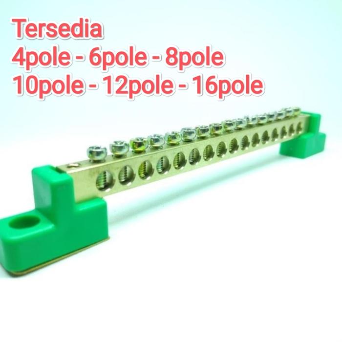 Jual Terminal block grounding M4 6x9mm 4p/6p/8p/10p/12p/16p terminal ...