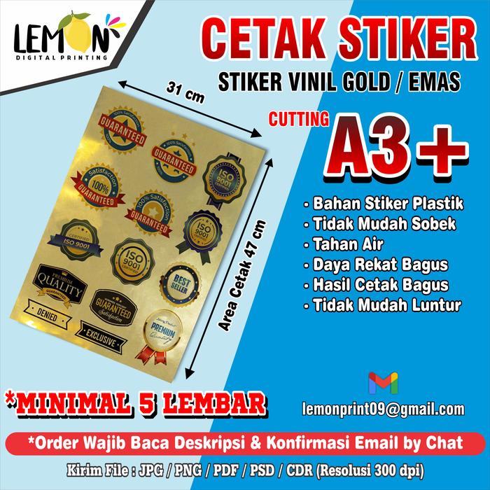 Jual Stiker Vinil Emas / Gold A3 + Cutting Pola - DIECUT/PUTUS - Kota ...