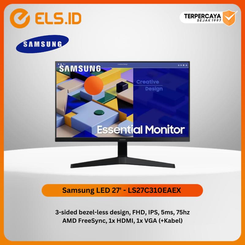 Monitor Samsung LED 27' - LS27C310EAEX 3-Sided Bazel Less Design - Shop ...