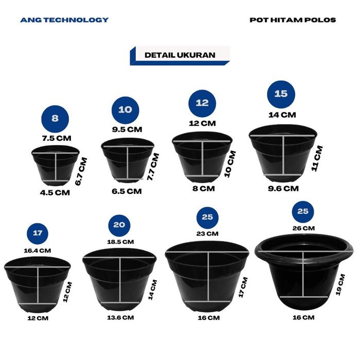 Jual Pot Bunga ANG Hitam 20 cm 15 cm 17 cm Termurah se-Indonesia - 17 ...