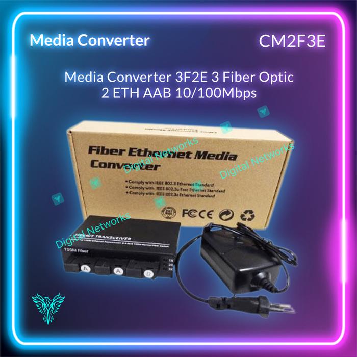Jual Converter 3F2E Converter 3FO 2ETH AAB 10/100Mbps Converter 3FO ...