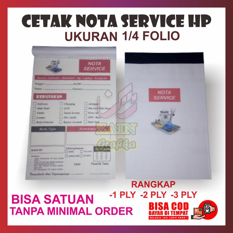 nota service hp bon perbaikan hp ukuran 1 per 4 F lengkap zain grafika ...