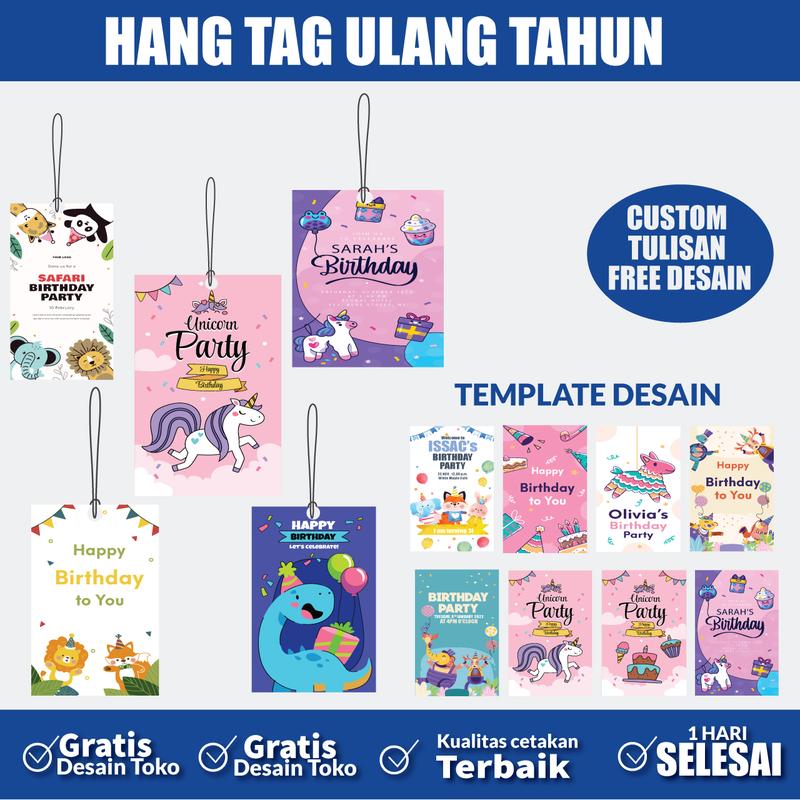 hang tag ulang tahun birthday Custom free desain 1 hari selesai - Shop ...