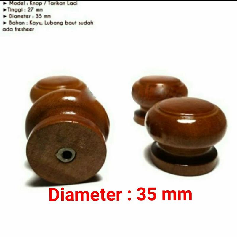 Tarikan Knop Laci Lemari Kayu Bulat + Baut - Shop | Tokopedia