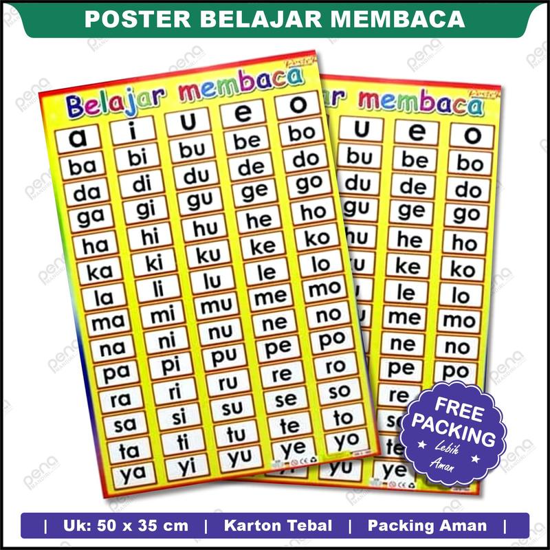 poster edukasi poster edukatif belajar membaca - Shop | Tokopedia