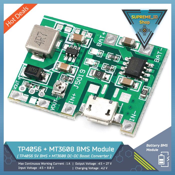 Jual TP4056 MT3608 Li-ion Lipo BMS Charger DC-DC Boost Converter micro ...