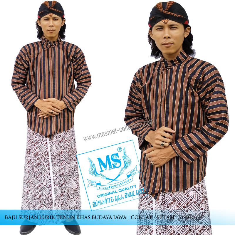 BAJU SURJAN LURIK TENUN HITAM LIS KUNING COKLAT [ S190403 ] - Shop ...
