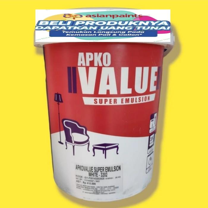 Jual CAT TEMBOK ASIAN PAINT APKO VALUE WHITE 3202 PUTIH 25 KG/ PAIL ...