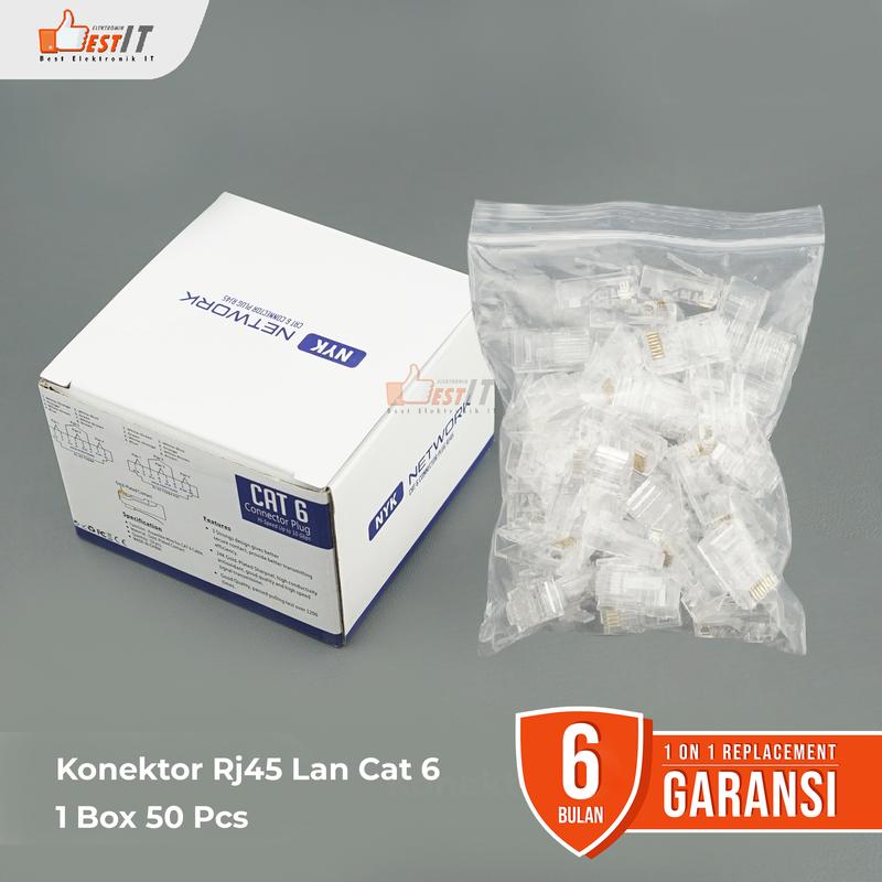Konektor CAT 6 RJ45 Connector 1 Box - Shop | Tokopedia