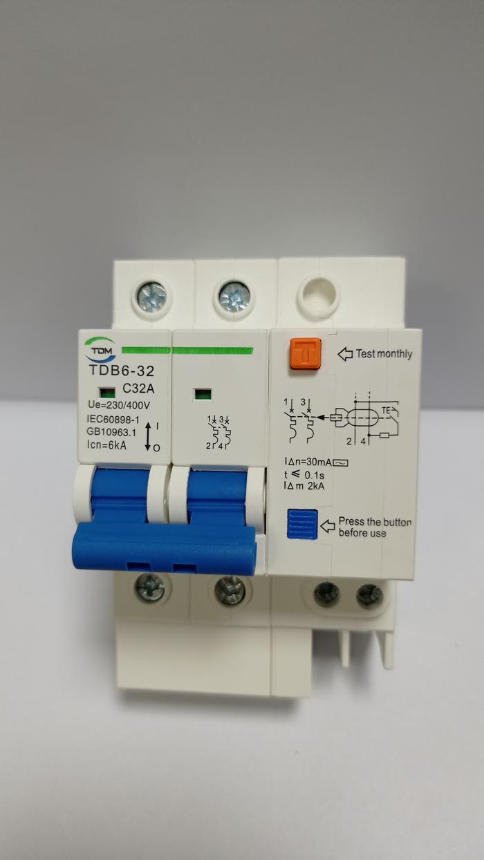 Jual RCBO TDM 2P TDB6-32 16A, 20A, 25A, 32A, 40A, 50A, 63A - 16A - Kab ...