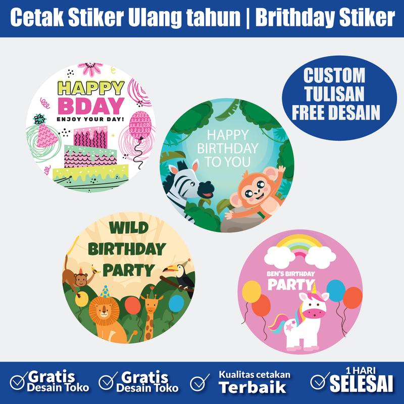 Label stiker ulang tahun birthday anak 1 selesai free desain - Shop ...