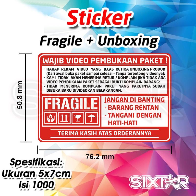 Stiker Fragile, Sticker Fragile, Fragile, Sticker 2x3inch / 5x7cm ...