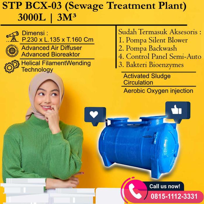 Jual TANGKI TIPE HORIZONTAL SILINDER 3000 LITER 3M3 / STP BIOTECH ...