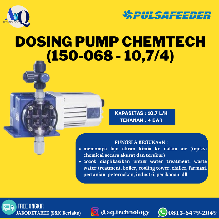 Jual Dosing Pump Chemtech PULSAFEEDER 150-068 | kapasitas 10,7 LpH ...
