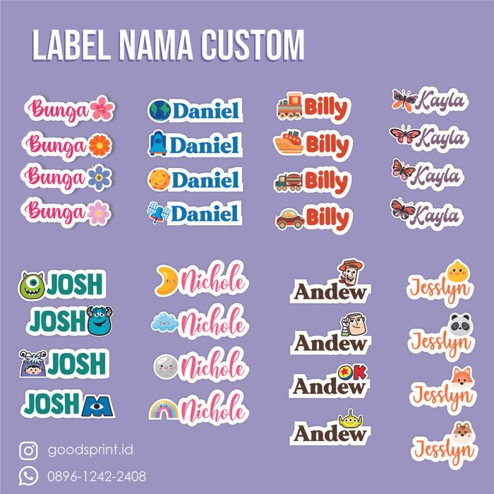 Jual STIKER LABEL NAMA ANAK CUSTOM WATERPROOF LABEL NAMA CUSTOM - SN-05 ...
