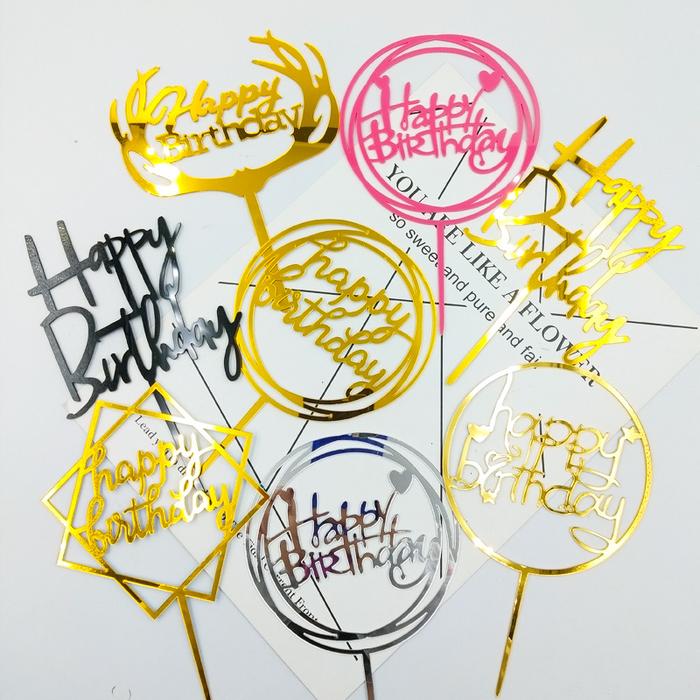 Jual topper happy birthday akrilik kue/topper tulisan hbd/hiasan kue ...