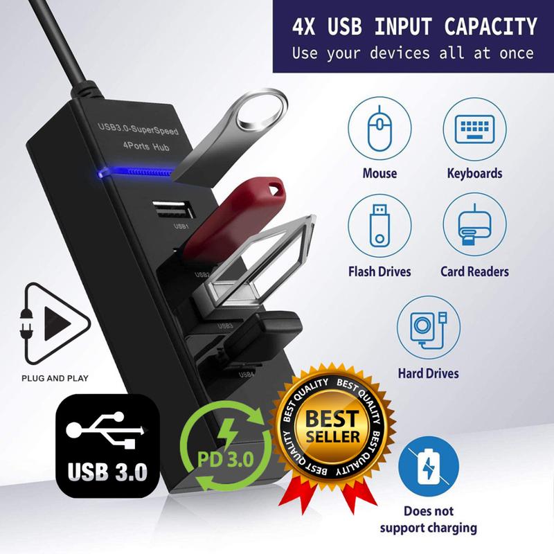 USB 3.0 HUB 4 PORT - USB HUB PC LAPTOP CONNECTOR - USB EXTENTION - Shop ...