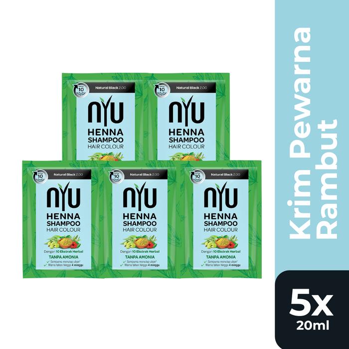 Jual NYU Henna Shampoo Hair Colour-Sampo Pewarna Rambut Natural Black ...