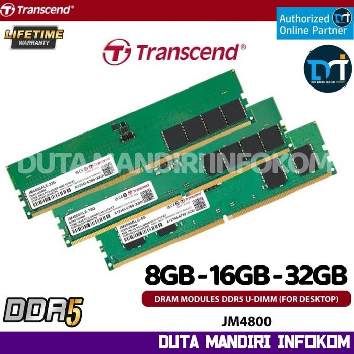 Promo Transcend JetRAM U-DIMM DDR5 8GB 16GB 32GB 4800Mhz - Desktop RAM ...